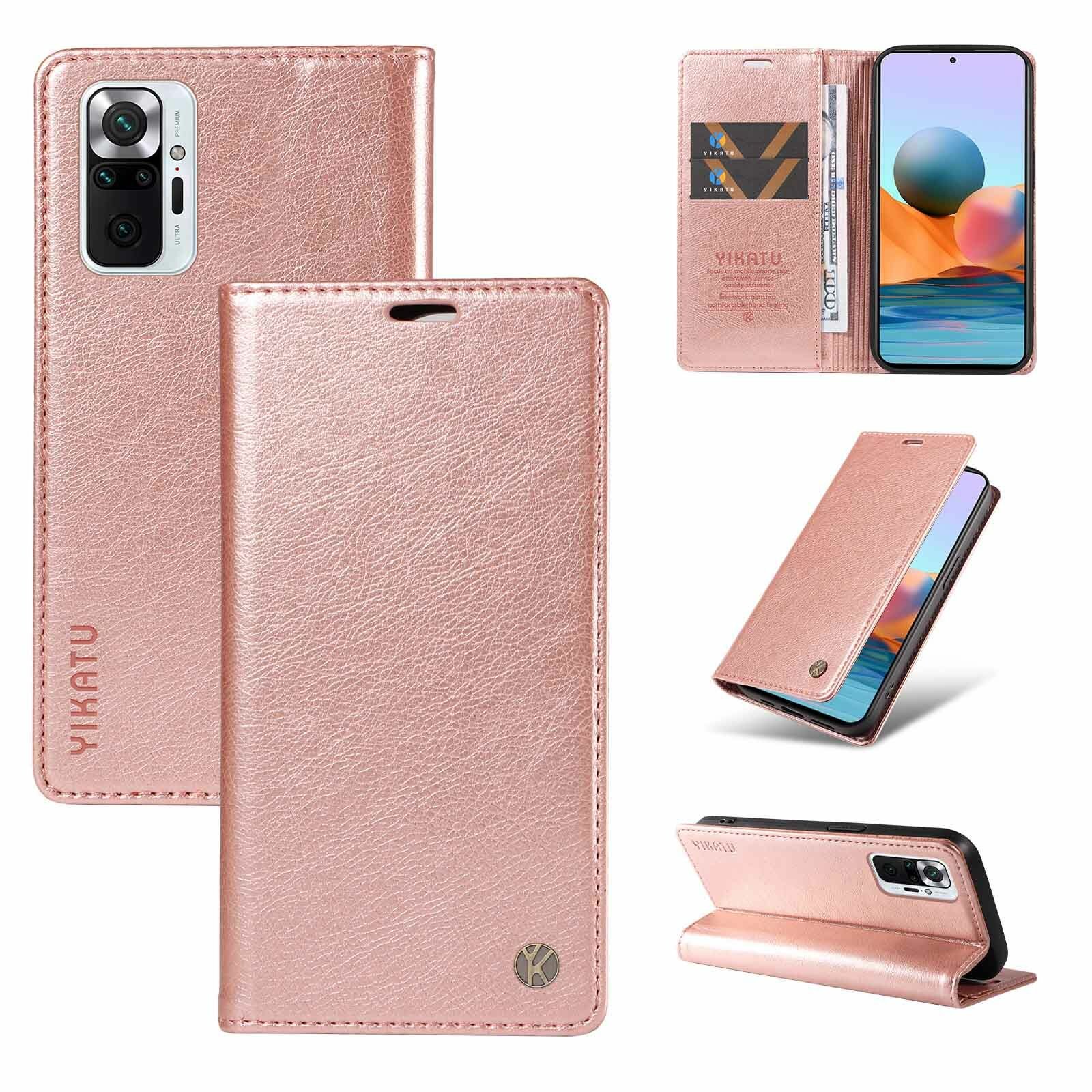 YIKATU Кожаный чехол для Xiaomi Redmi Note 10 PRO (4G) и Note 10 PRO MAX (Сяоми редми ноут 10 про) с визитницей из экокожи книжка