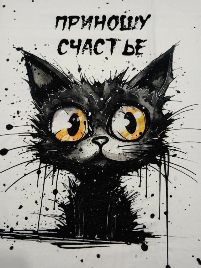 Кулирка с лайкрой купон "приношу счастье" ширина 180см, высота 80 (+-2)см пенье