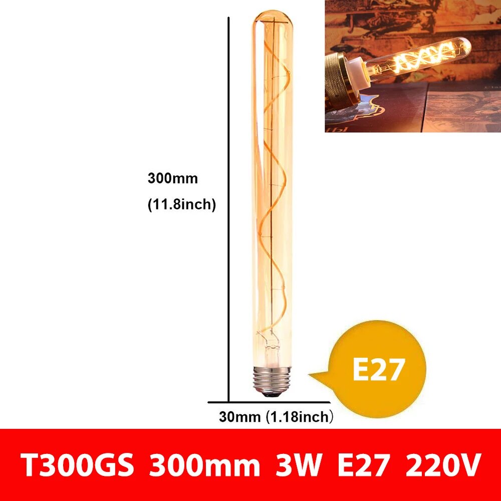 Светодиодная лампа Эдисон Греnsk теплый белый E14/E27 220В T300GS 3W E27 220V