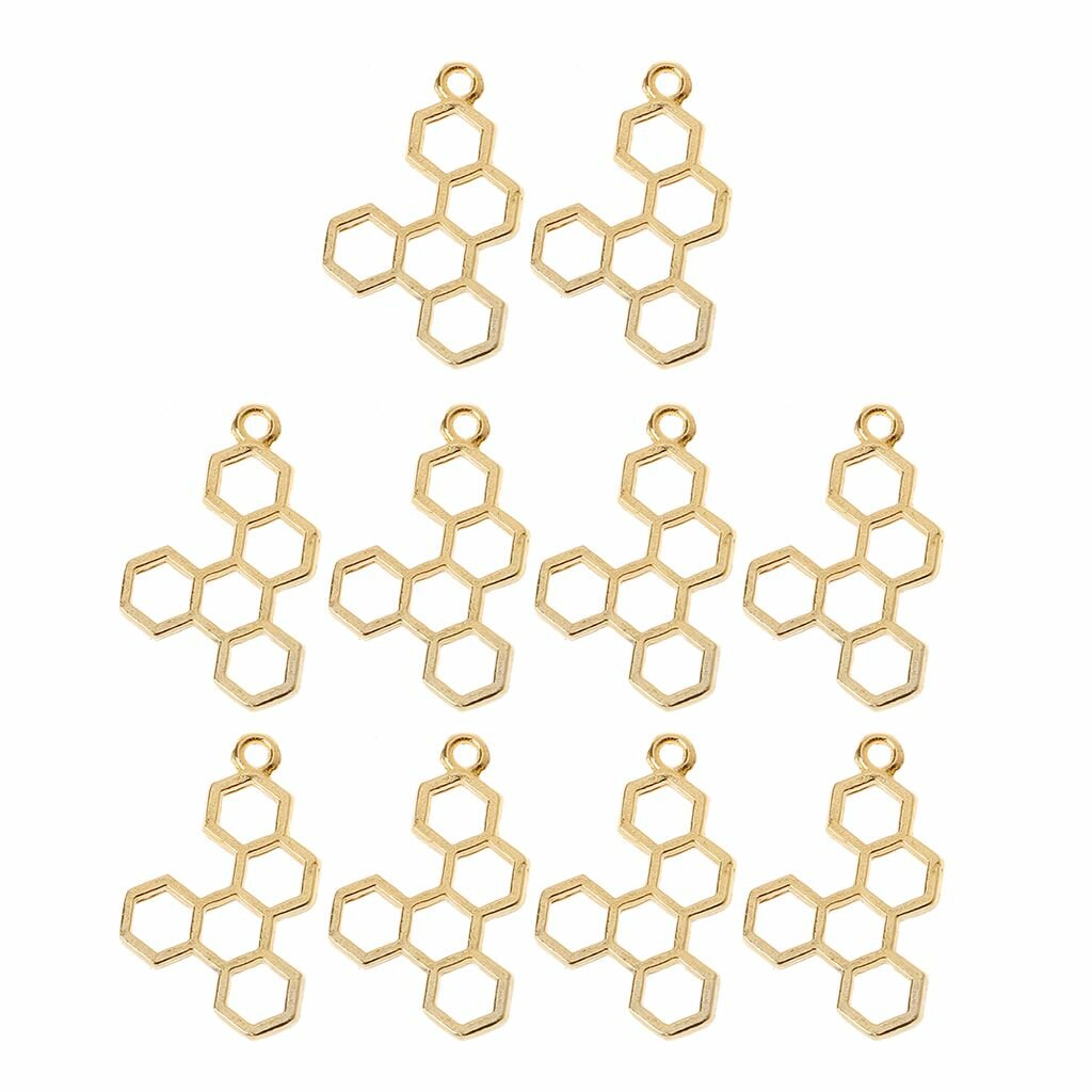 10x/Set Gold Honeycomb Подвесная пустая ультрафиолетовая каркаса Открыть обстановку рамки для ювелирных изделий изделий.