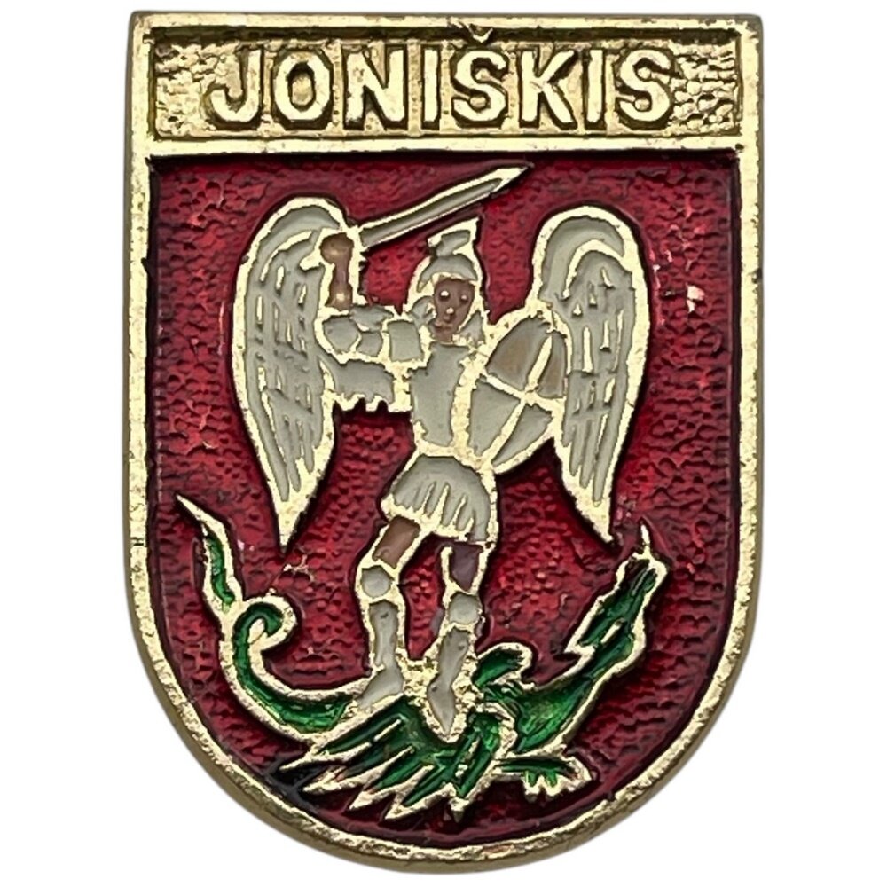 Знак "Joniškis. Гербы городов Литвы советского периода" (Ионишкис) 1991-2002 гг. (КЭМЗ)