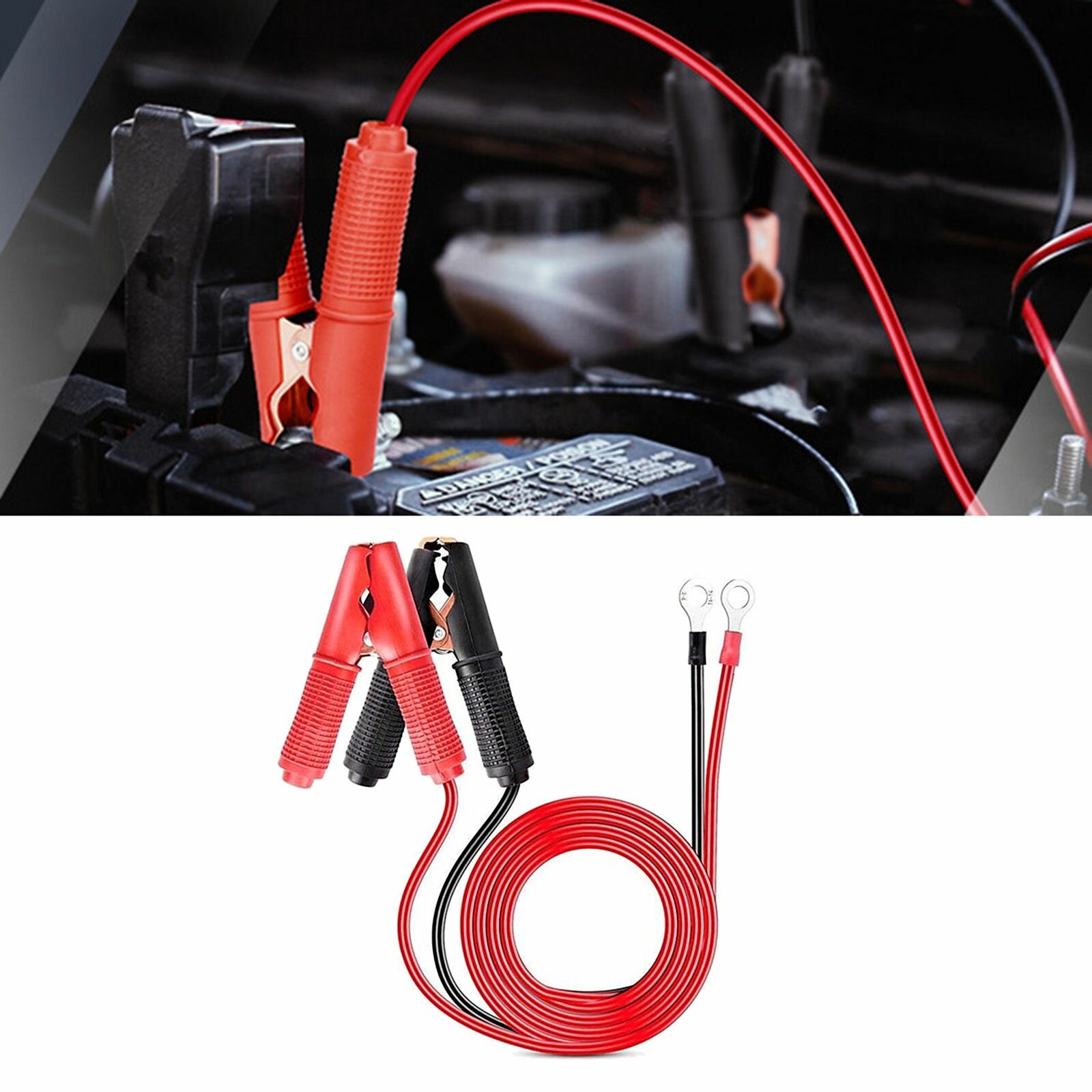 Кабели для аккумулятора с зажимами "крокодил" прочные, надежные и универсальные для автомобиля и спецтехники