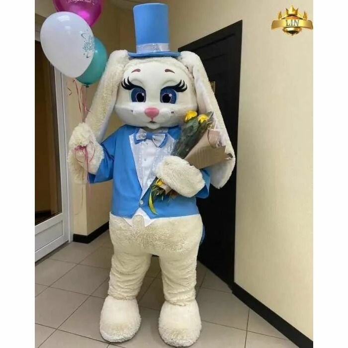 Карнавальный костюм, Ростовая кукла, Симпатичный заяц-кролик в синем костюме-H6 163-175cm
