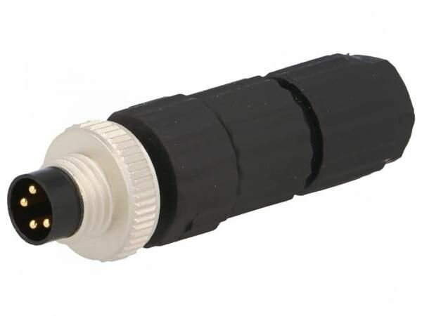 Разъем HIRSCHMANN 933407100 ELST 4008 V, M8, "папа", PIN 4, прямой, на провод, вилка, E, 4 А, Резьба M8