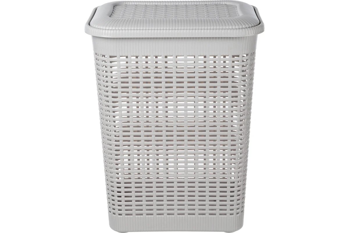 Корзина для белья Econova, 420 x 310 x 560 мм, 50 л, светло-серая
