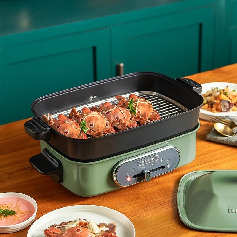 Электросковорода Morphy Richards, с антипригарным покрытием, для гриля, металл и пластик, 1400 Вт