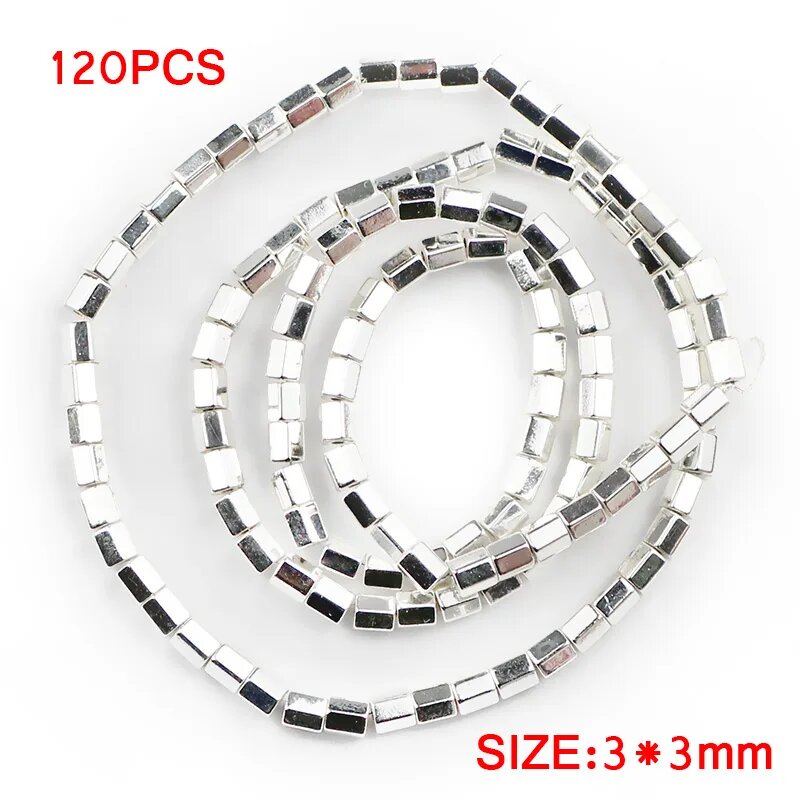 Гематитовые бусины YHBZRET 3 мм, розовая золотая отделка Белый, Platinum