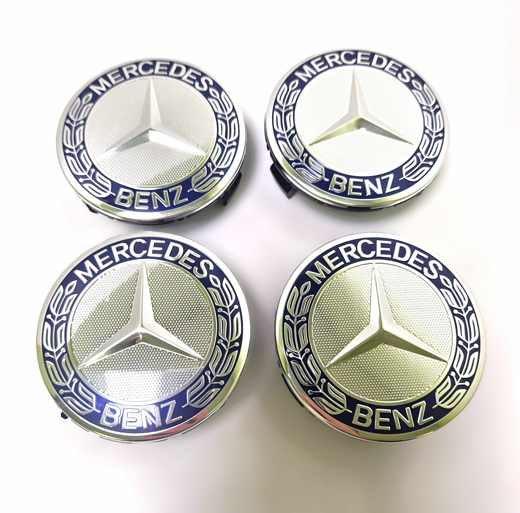 Колпачок ступицы для Mercedes, стиль классический синий / Мерседес 75 мм / 4 шт
