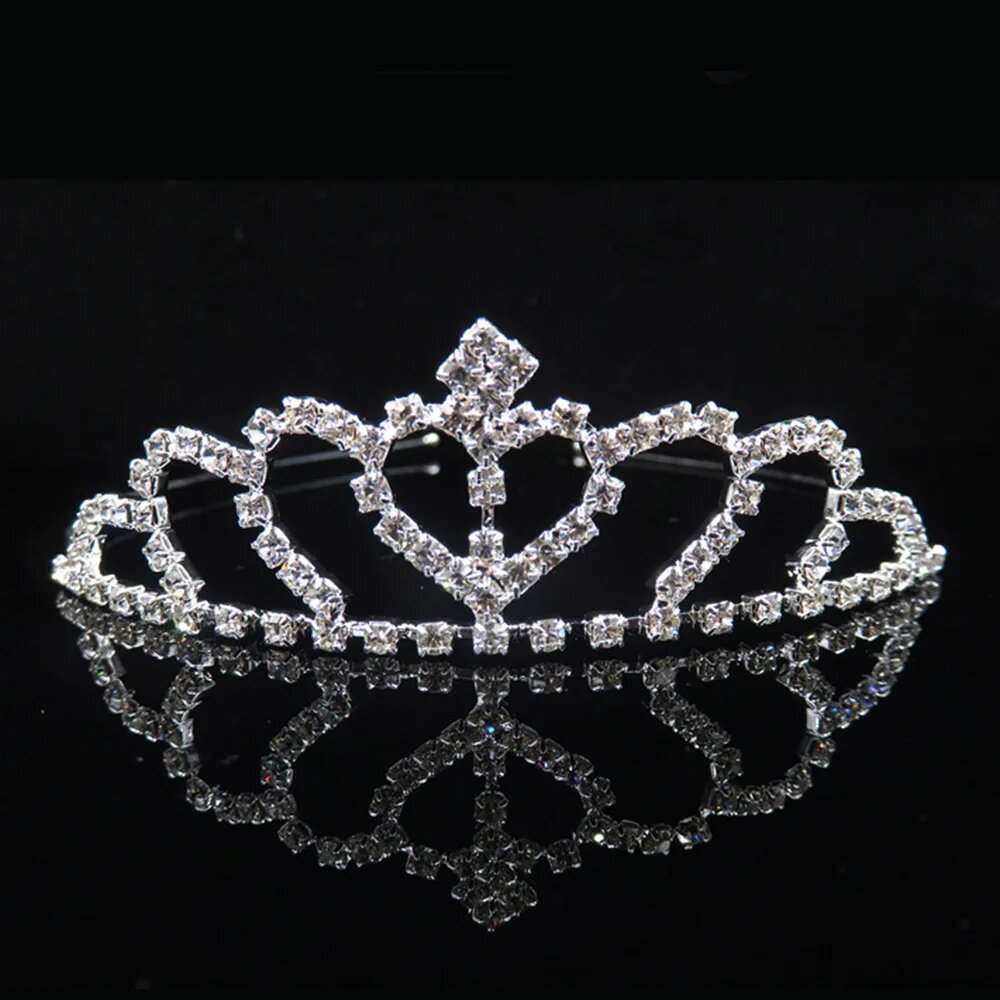 Корона с кристаллами, серебряного цвета, Metal color: 19