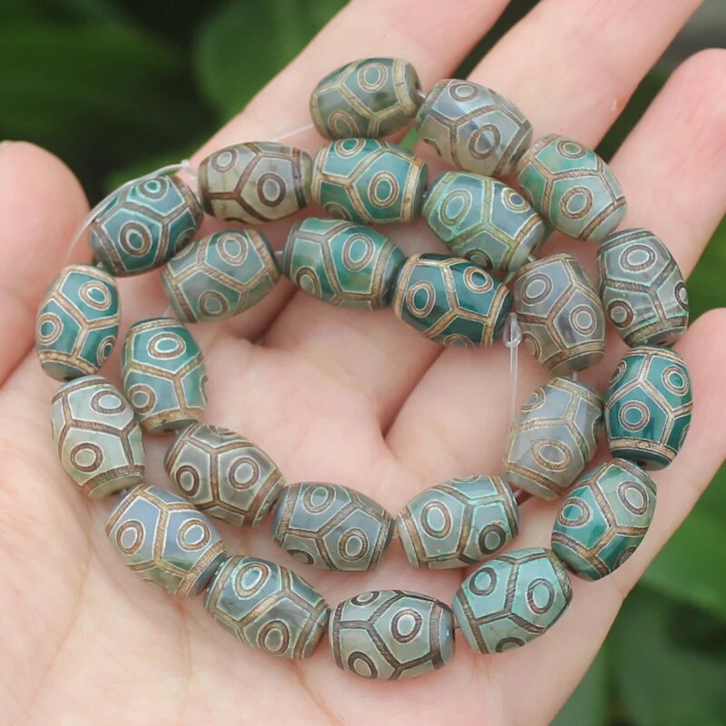 Зеленые агатовые бусины Дзи Laerf Beads 6EYES