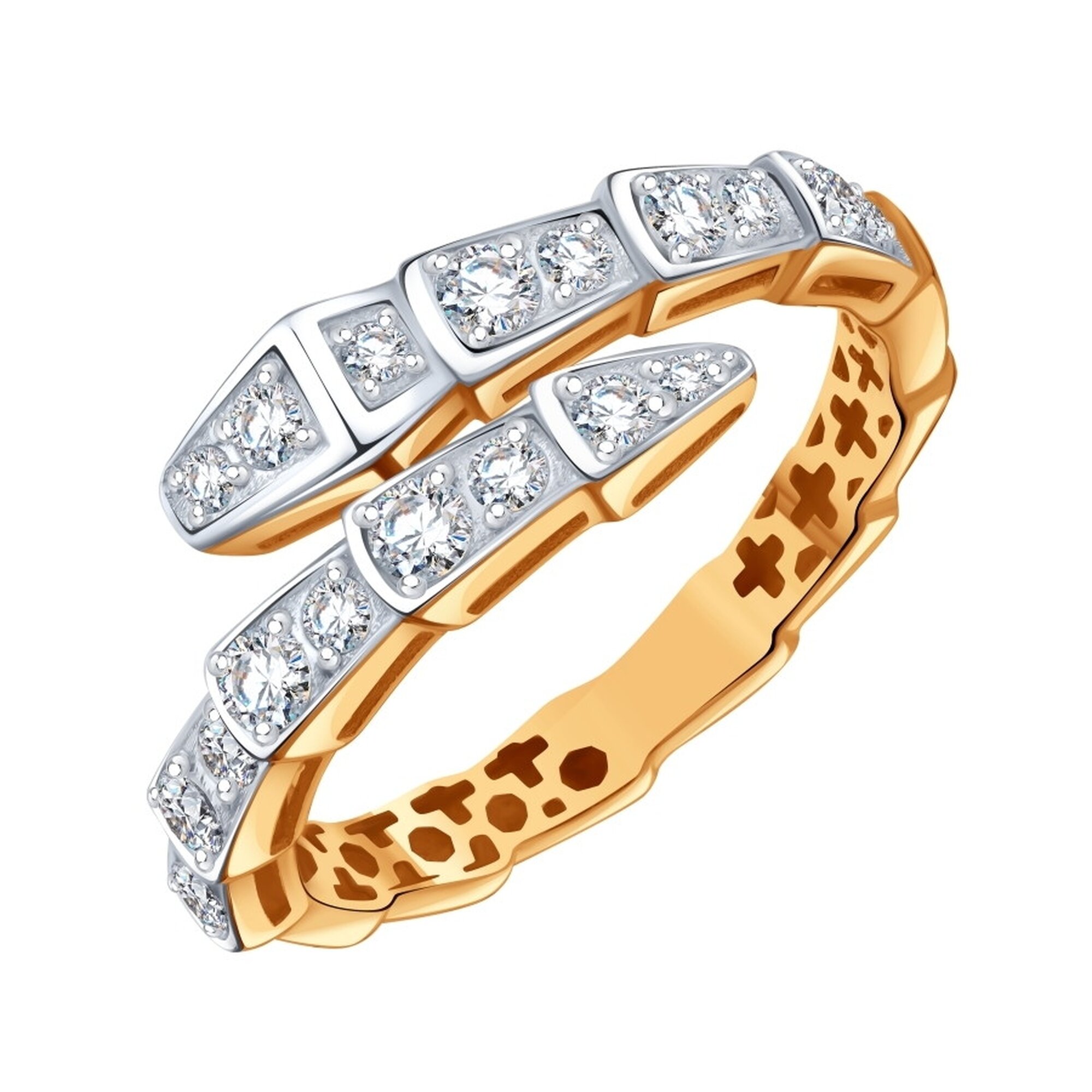 Кольцо дорожка, красное золото, 585 проба, бриллиант