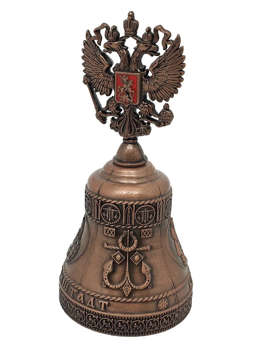 Колокольчик сувенирный " Кронштадт", с орлом, сувенир из Санкт-Петербурга, медь