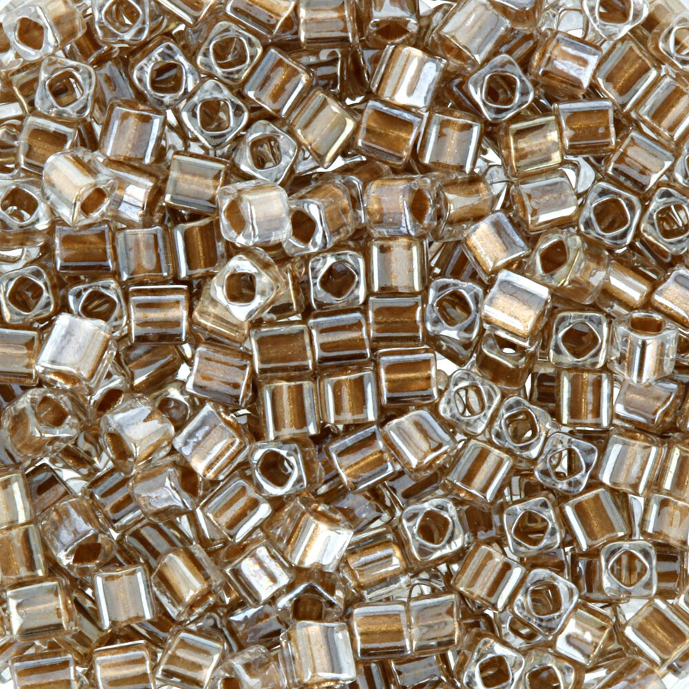 Японский кубический бисер Cube Toho 1.5 мм, цвет 0989 прозрачный с золотым центром, 5гр