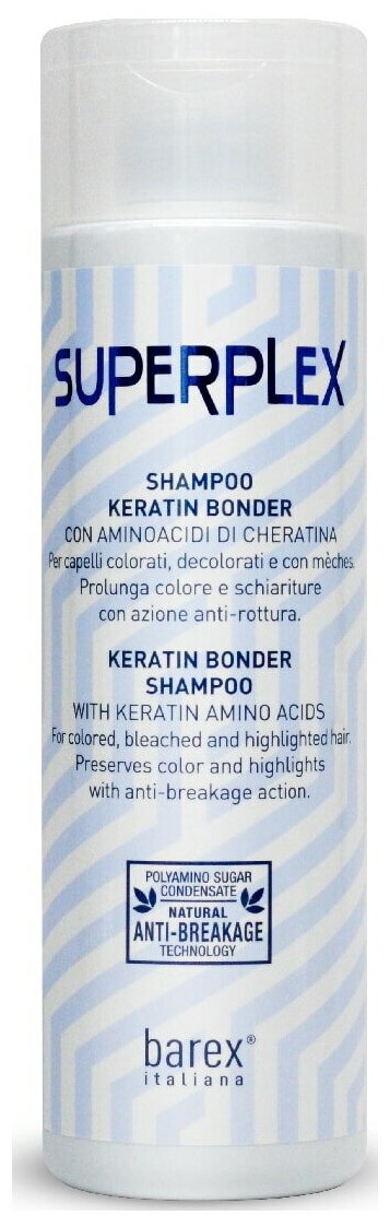 Шампунь BAREX SuperPlex Кератин Бондер , для осветленных и поврежденных волос, 250 мл