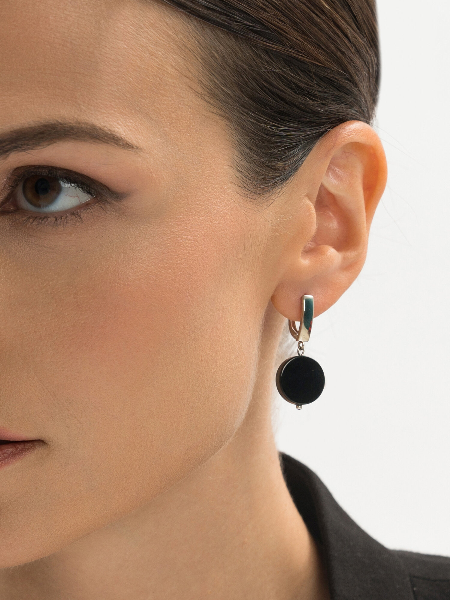 Серьги двусторонние, агат