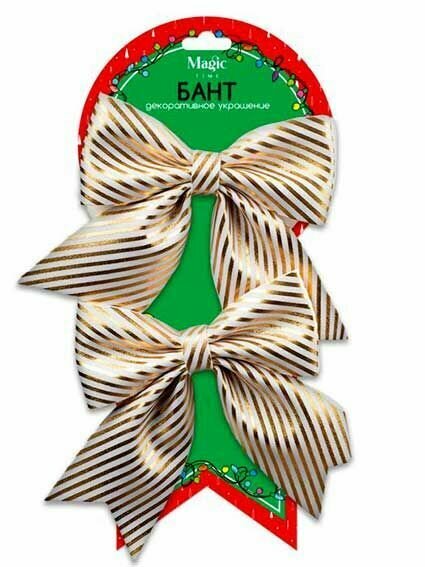 Новогоднее украшение Феникс "Бант", 2 штуки в упаковке, материал - полиэстер, размер 13х14,5х1,6 см (91220)