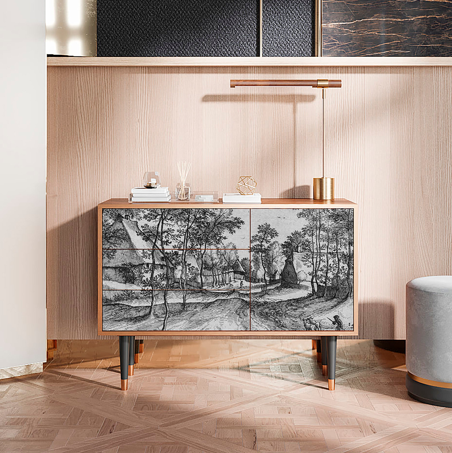 Комод - STORYZ - S3 Village Road by Pieter Breugel, Размер - 115 x 84 x 41 см, Цвет корпуса - , Орех