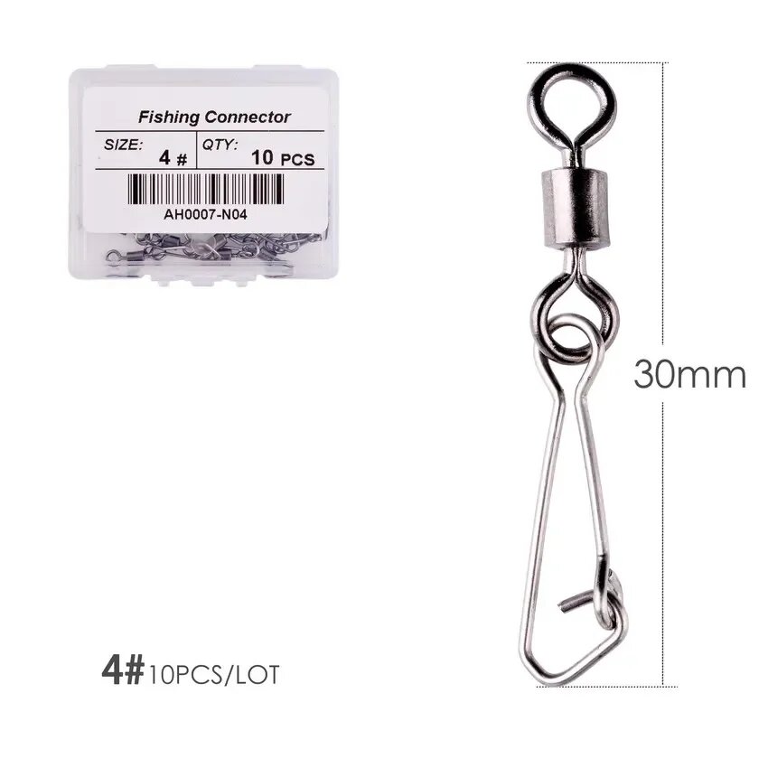Рыболовные вертлюги из нержавеющей стали MS QL, 10 шт. Size4 30mm 26kg