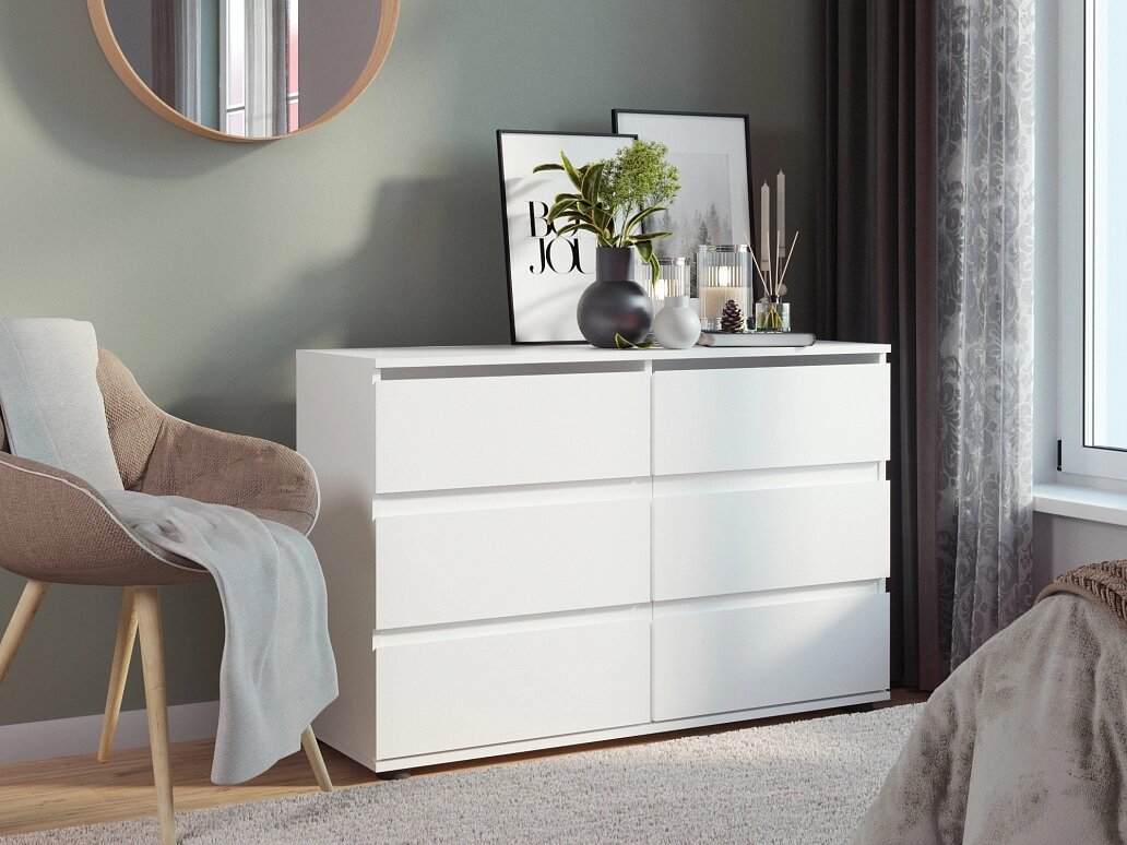 Комод Somero, 6 ящиков, ЛДСП, белый, 119х39,3х78,4 см, MebelVia