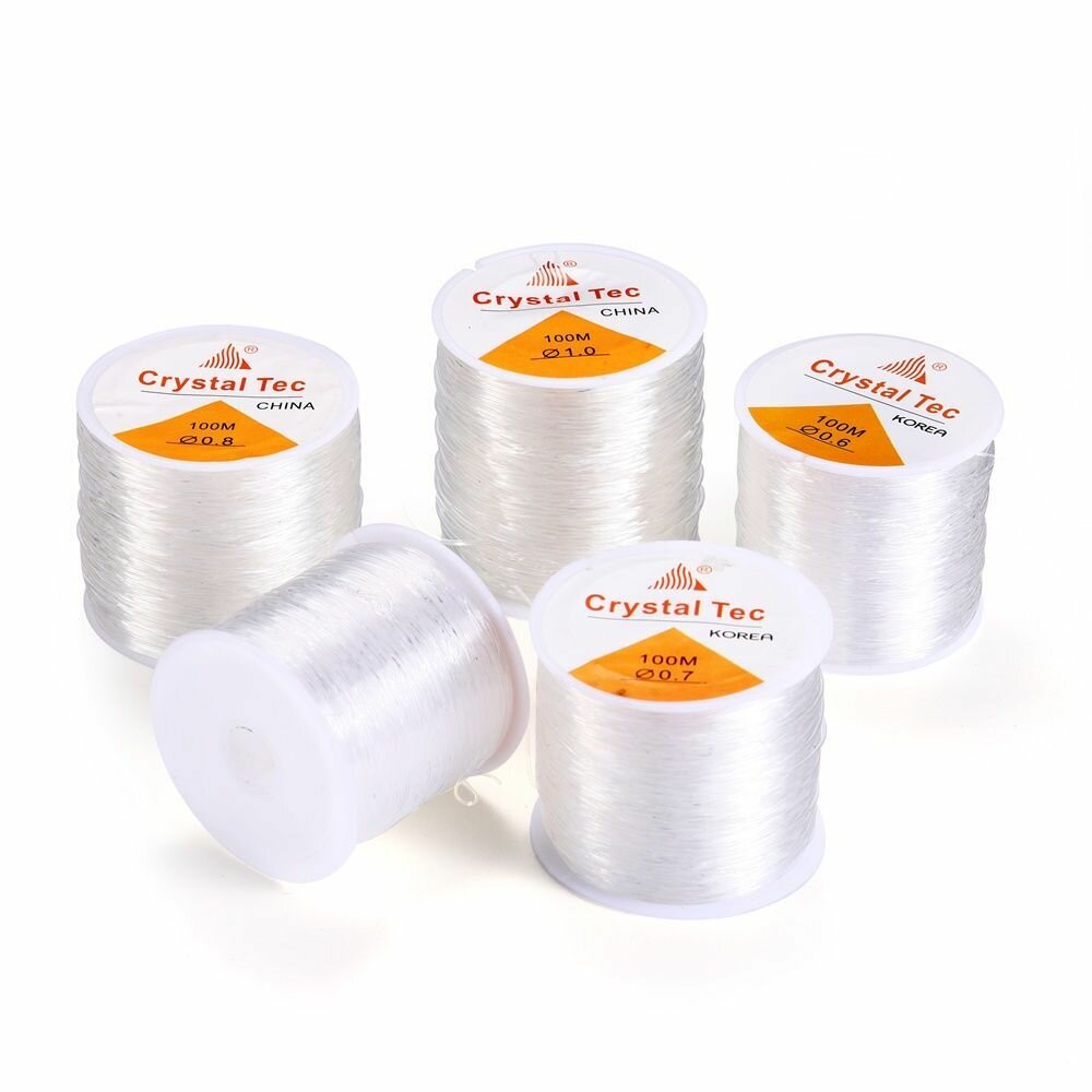 Нить - резинка для бисера, леска эластичная, резинка для браслетов , нить эластомерная , Диаметр 0.5 мм, Длина 60м, 1 шт, цвет белый-