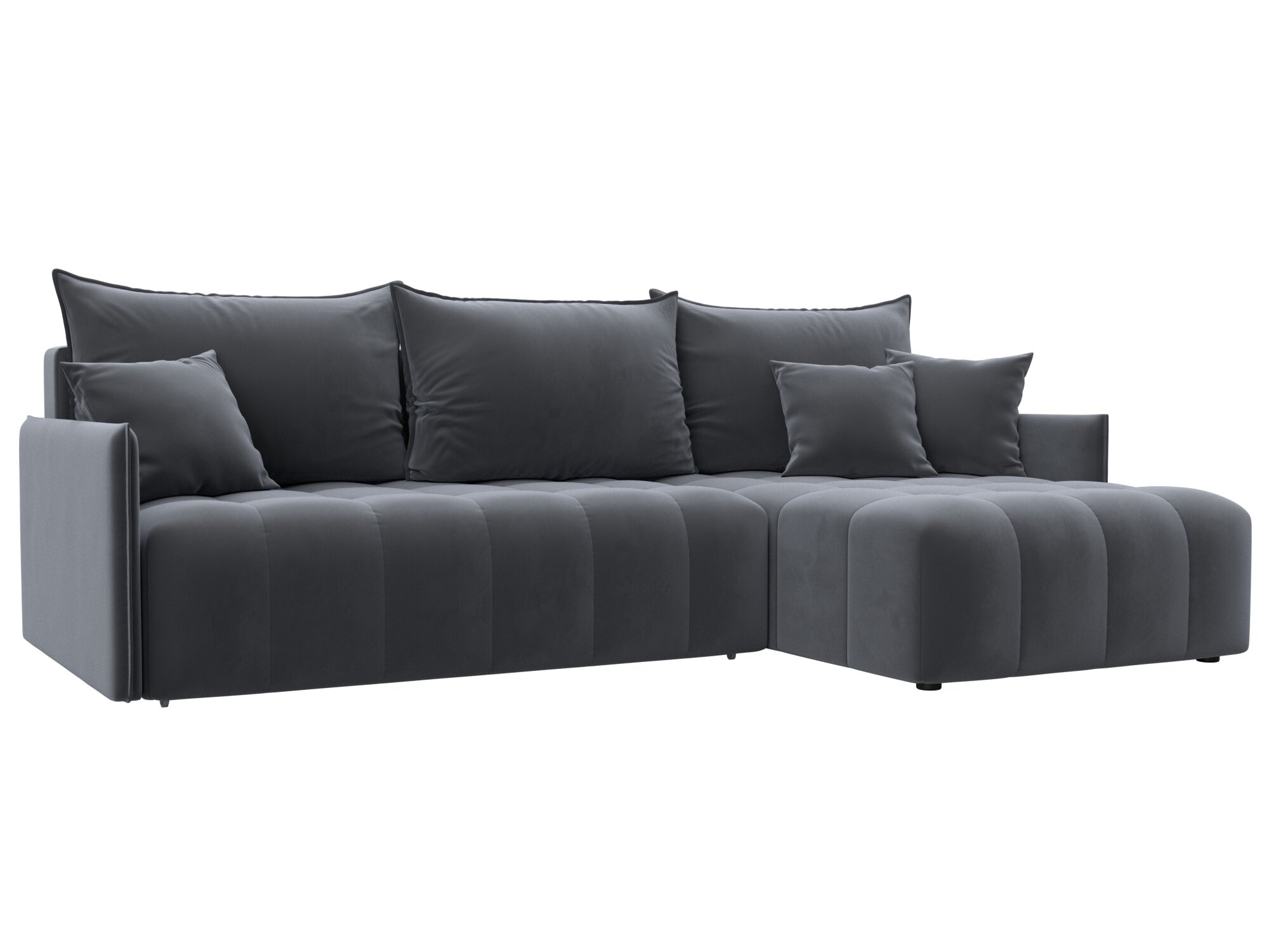 Диван угловой Лига-054 НПБ угол универсальный, велюр SEVEN 17 серый