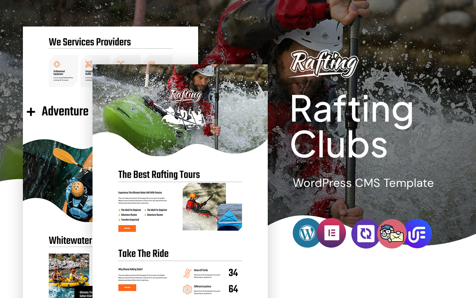 Подарочный сертификат на Шаблон для сайта Вордпресс с демоконтентом Rafting - Rafting Clubs WordPress Elementor Theme WordPress Theme