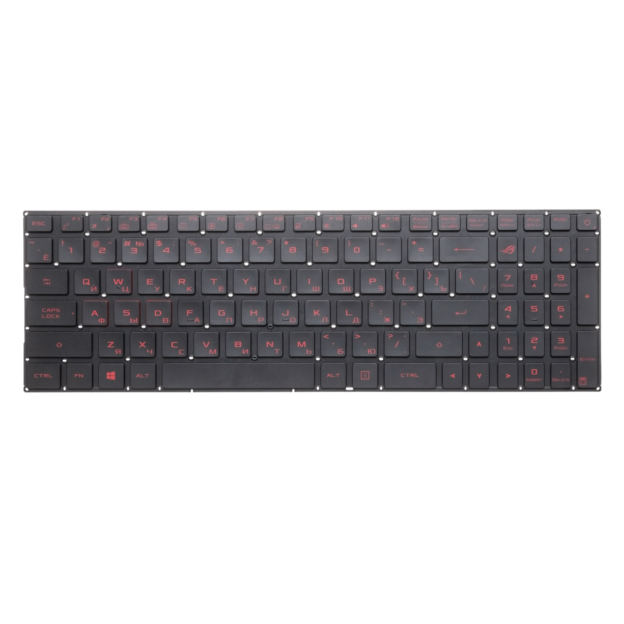 Клавиатура с красной подсветкой для ноутбука Asus FX502VM / Asus FX502VD / Asus FX502VE - черная