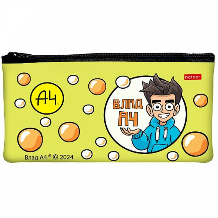 Пенал-косметичка 1 отделение плоский (Hatber) Влад А4 мягкий 205х110мм арт. NPk_63220