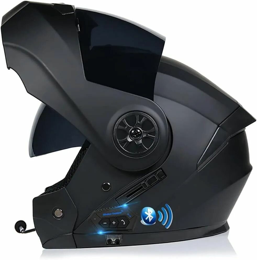 Мотошлем, BlueTooth, DOT/ECE, Двойной козырек и антифрикционное покрытие.