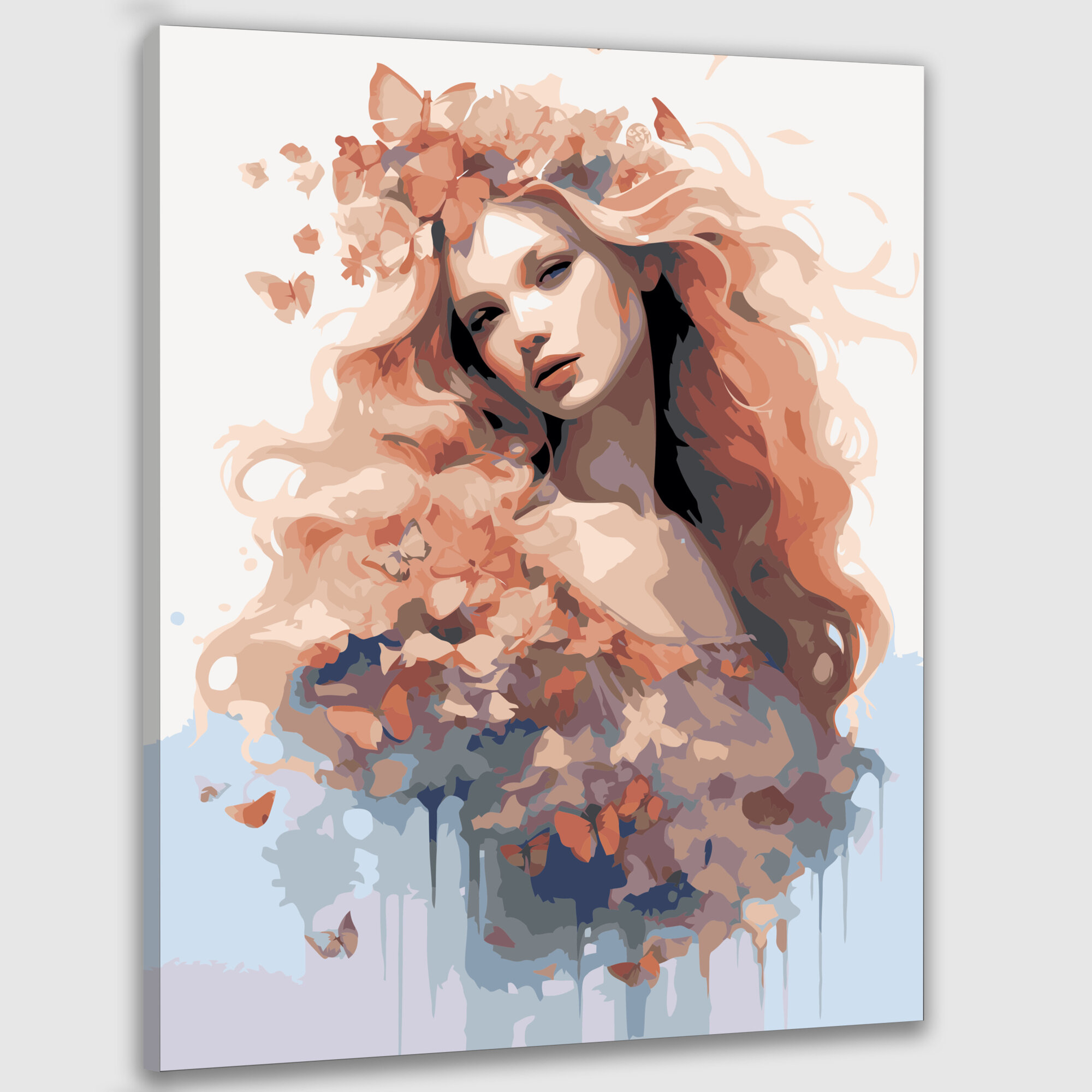 Картина по номерам 40x50 см, акварельная иллюстрация, богиня Афродита, морская раковина, пенистая волна