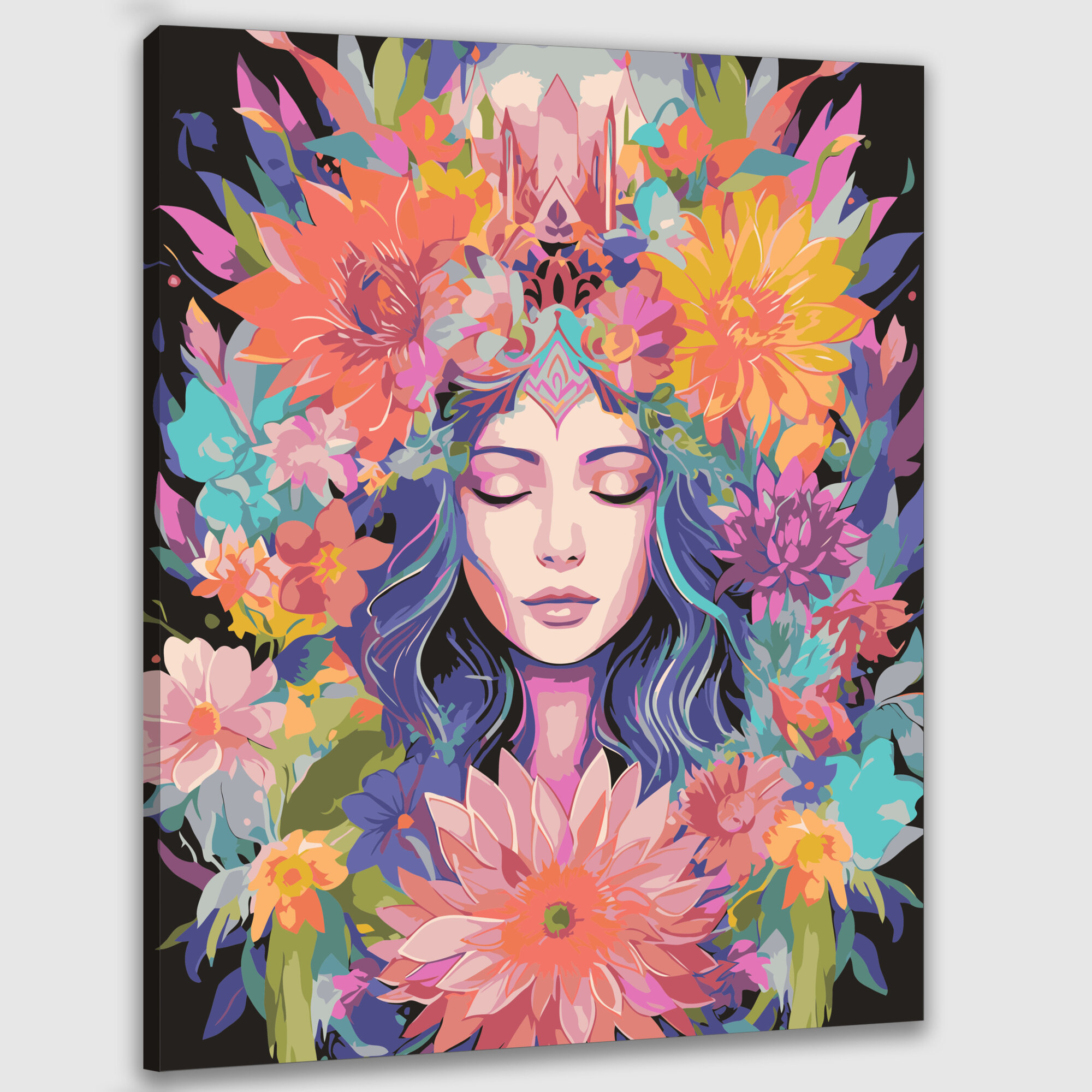 Картина по номерам 40x50 см, акварельная иллюстрация, шаманская магия, неземная красота цветов, мистический шаман