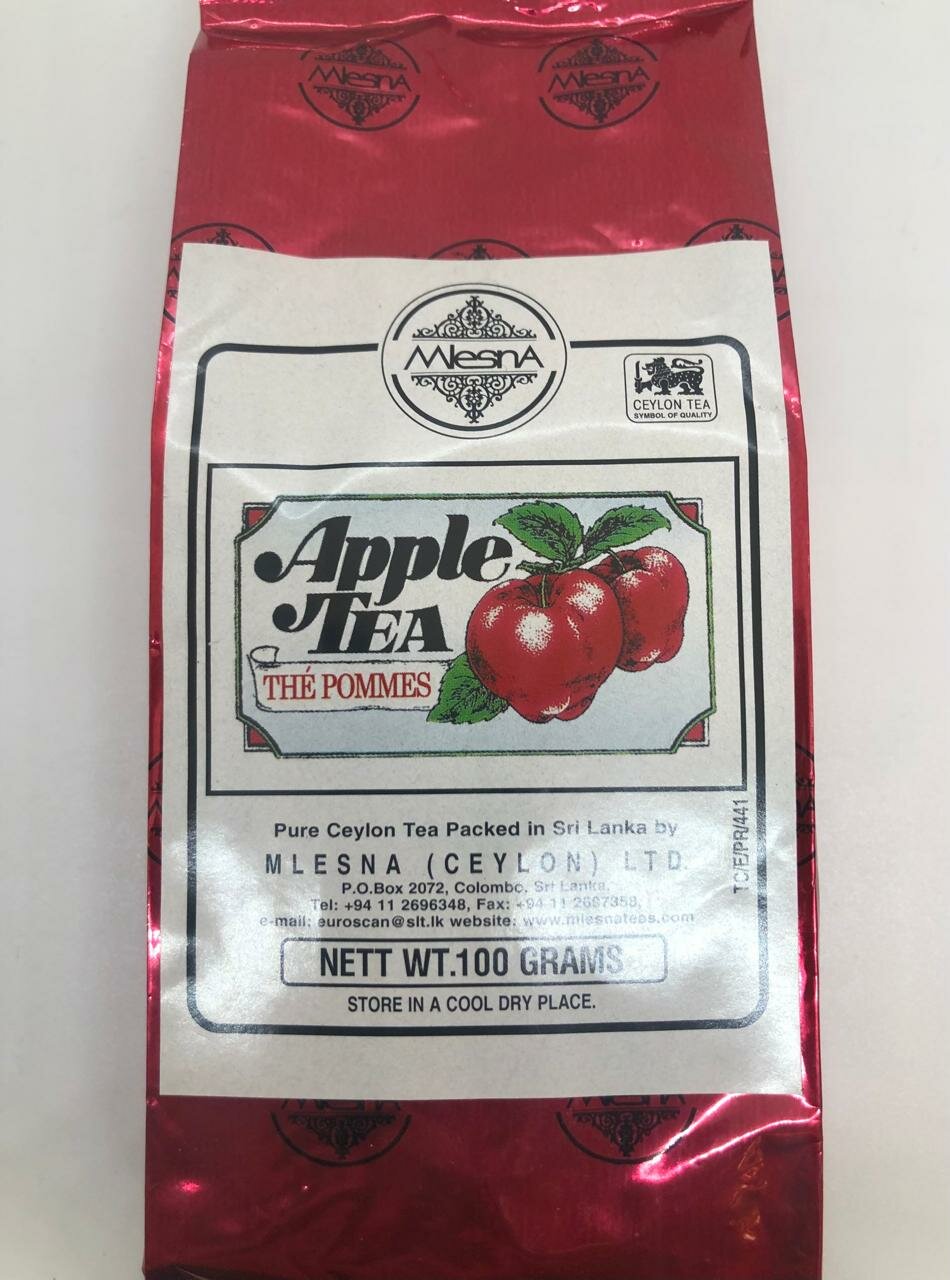 " Млесна" чай цейлонский черный листовой "Яблоко" ( со вкусом яблока ) 100 г