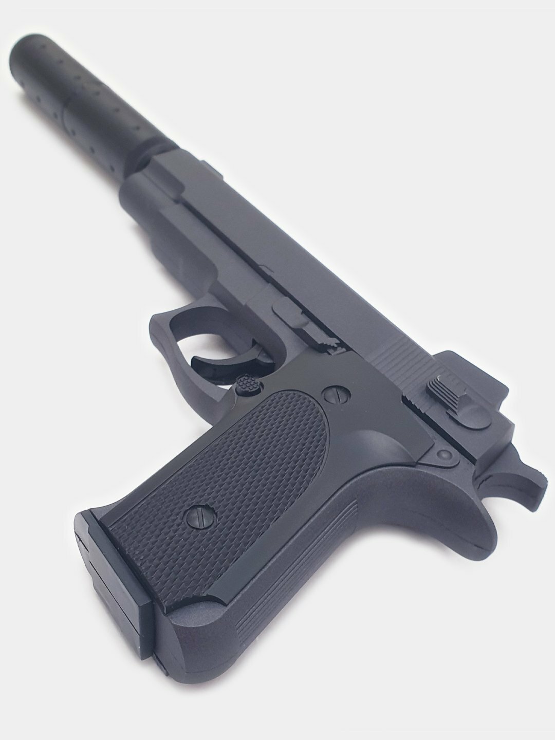 Детский пистолет Air soft Gun с глушителем металлический на пульках K-33A