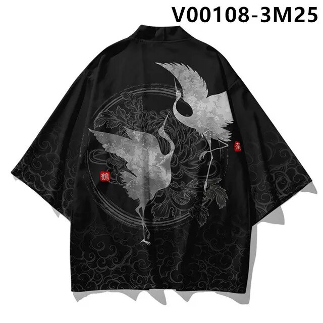 Хаори Nifineo полиэстер японский стиль Черный, XXXL, hf-362