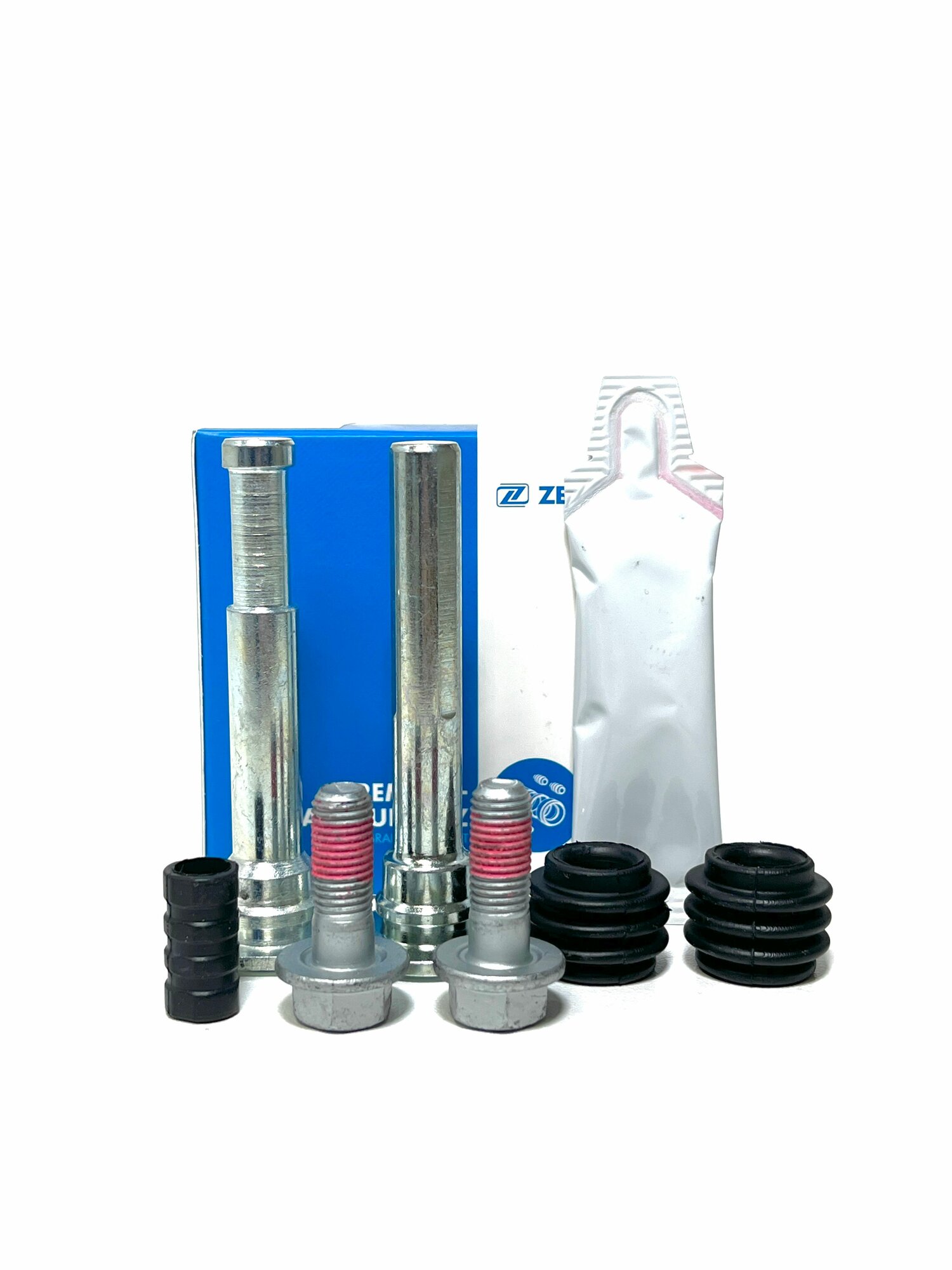 Ремкомплект переднего суппорта Toyota Corolla E120 (Тойота Королла 2001-2008) направляющие + пыльники ZEKKERT