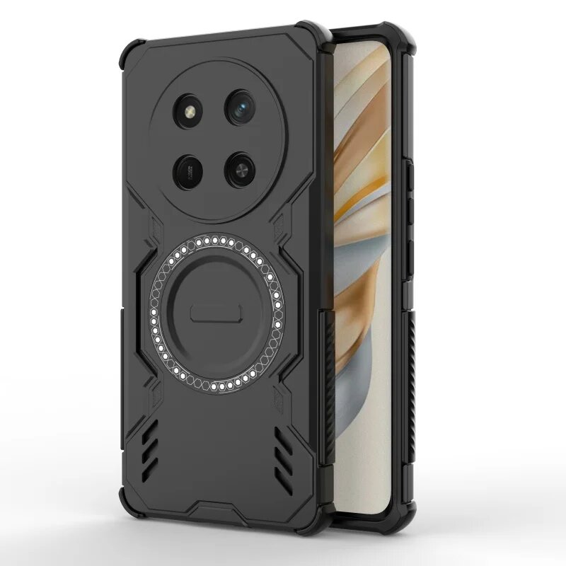 Чёрный противоударный чехол для Honor X9C с кольцом