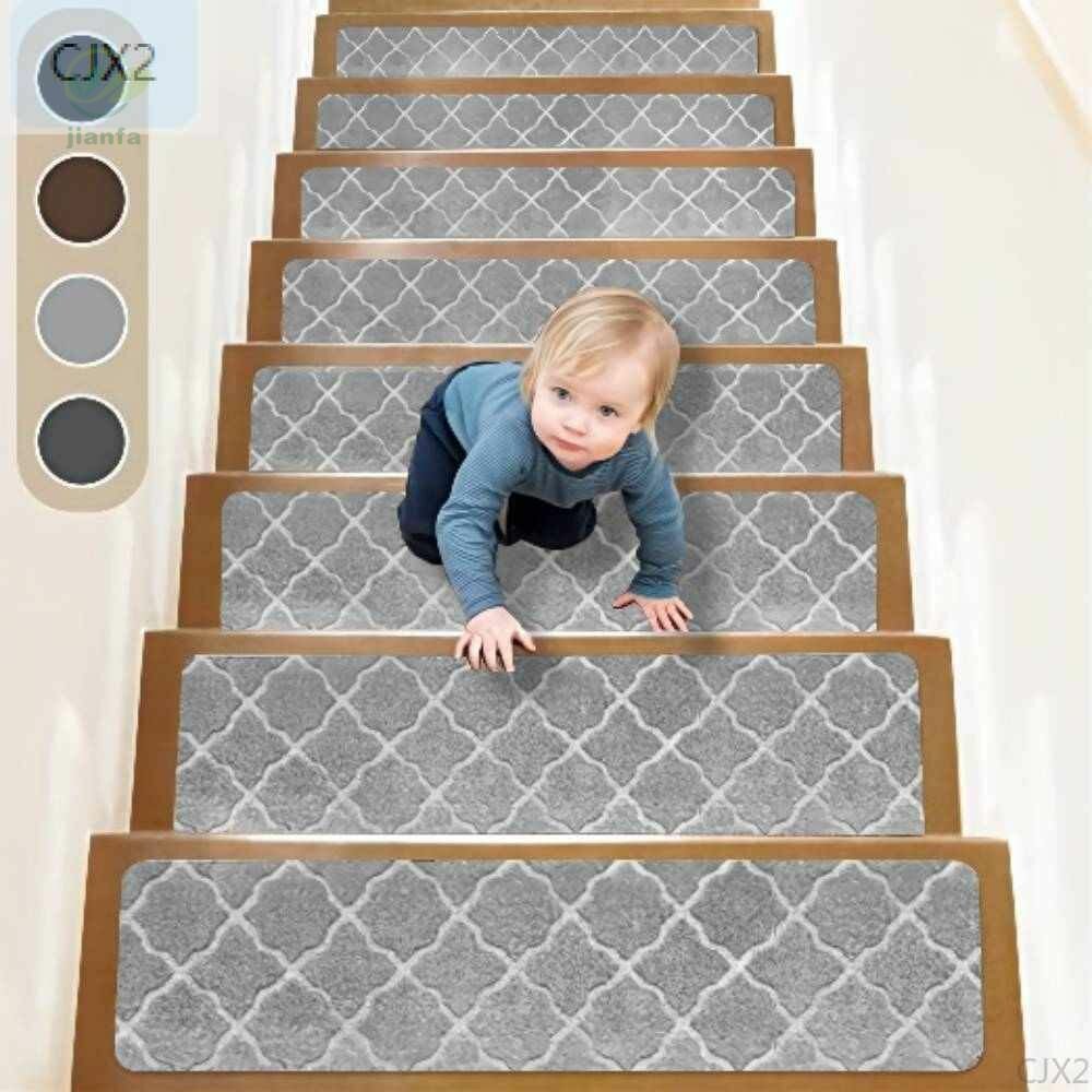 Коврики для ступеней Водонепроницаемые Нескользящие Светло-серый 10 шт