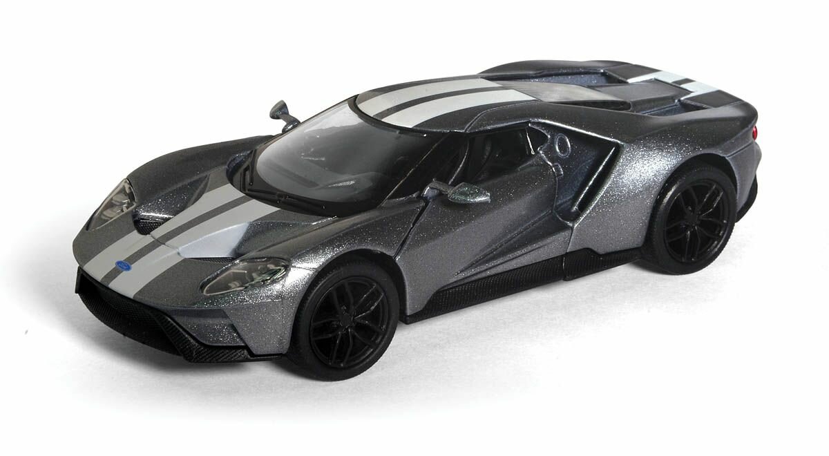 Kinsmart. Модель "Ford GT 2017" серая, масштаб 1:38, инерционная