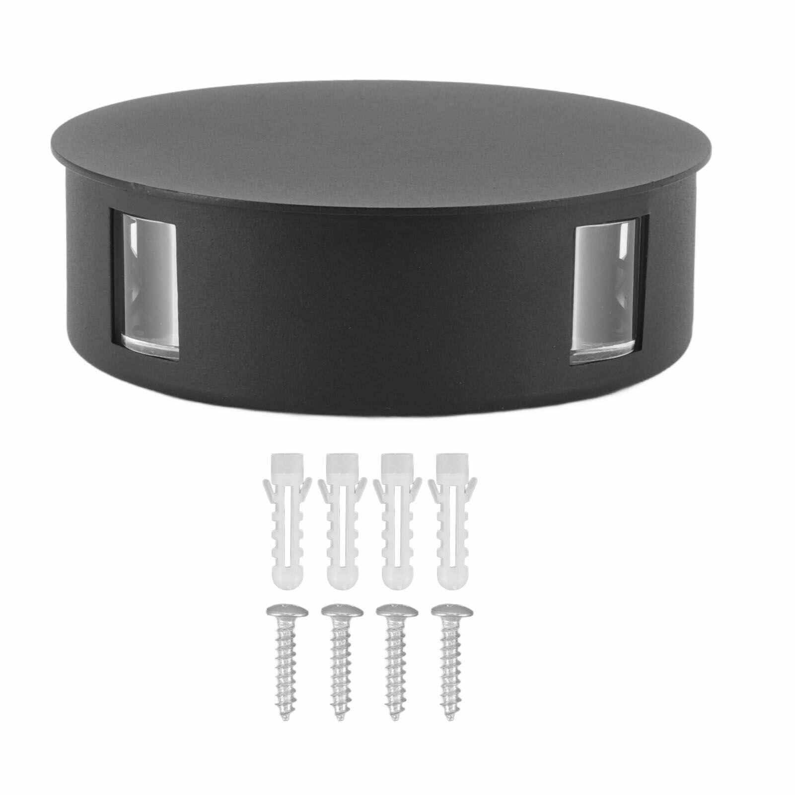 Современная светодиодная настенная лампа круглой формы с 4-сторонним световым пучком 12 Вт, высокая яркость, мягкое освещение, водонепроницаемая, черный корпус