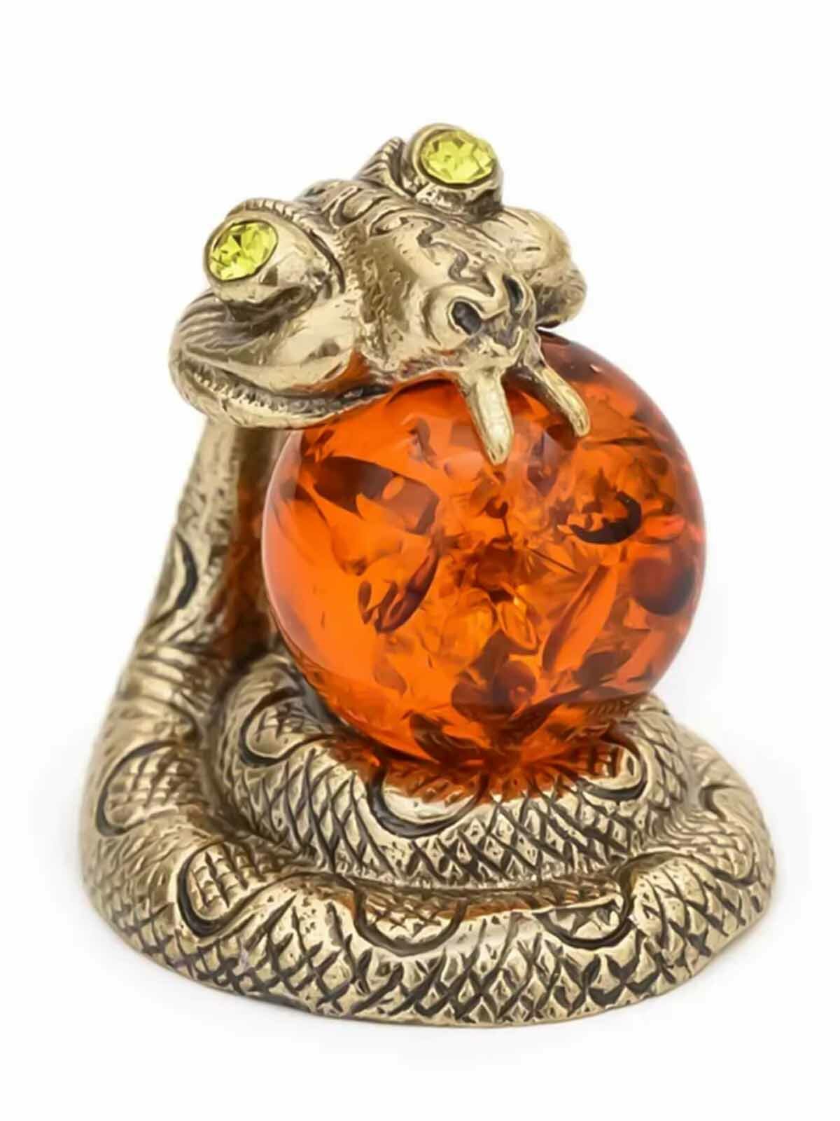 Сувенирная фигурка - Змейка с глазками, Балтийский Янтарь, 2,5 см