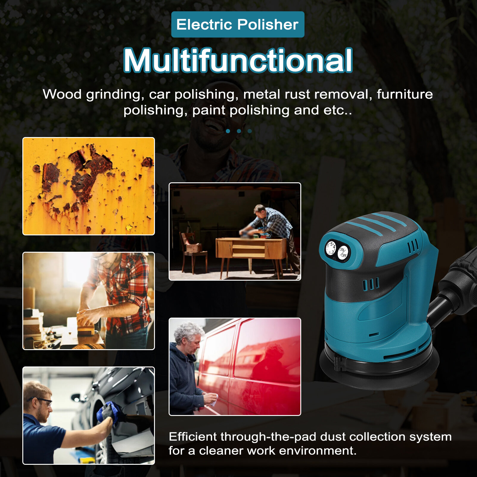 125 мм бесщеточный двигатель беспроводной орбитальный шлифовальный станок инструмент для шлифования дерева электрический автомобильный полировальный станок многофункциональный дерево металл вощение полировка шлифовка шлифовальный станок 6 скоростей