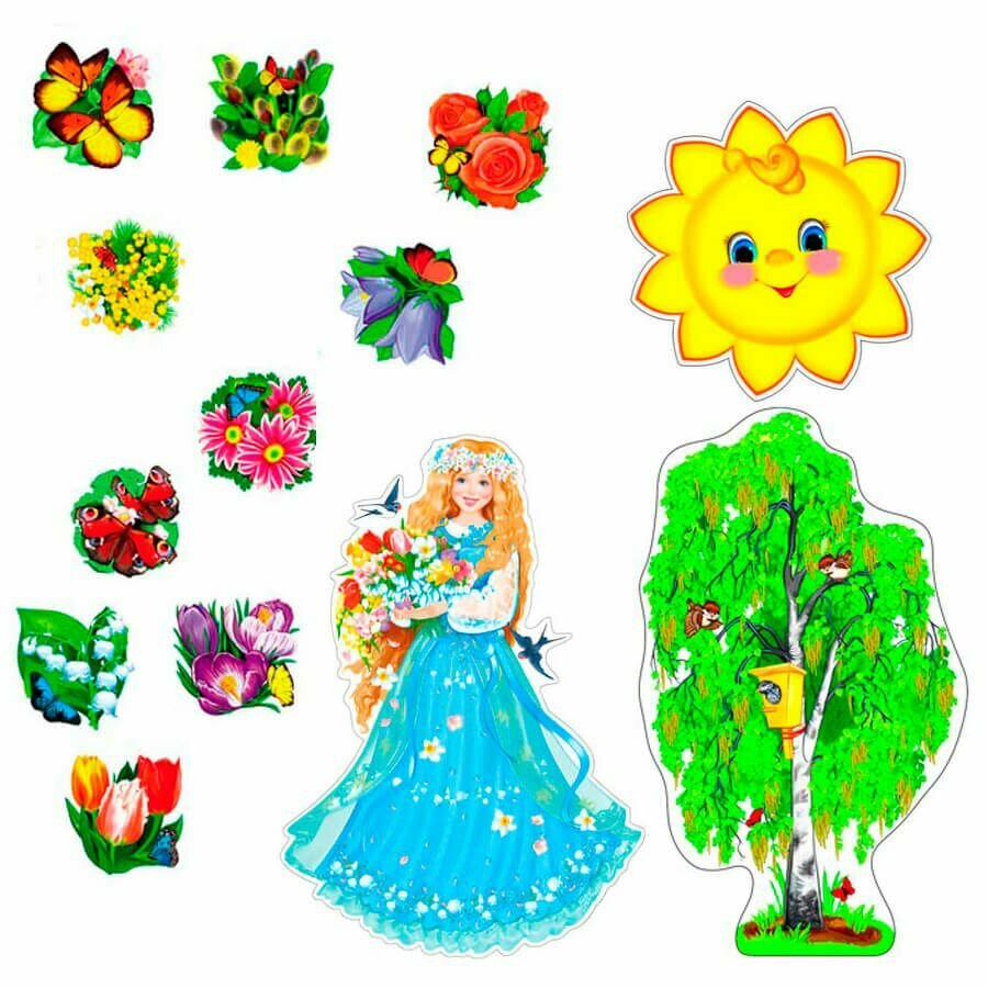 Набор для оформления "Наступила весна", украшения для детского сада и школы, 13 элементов