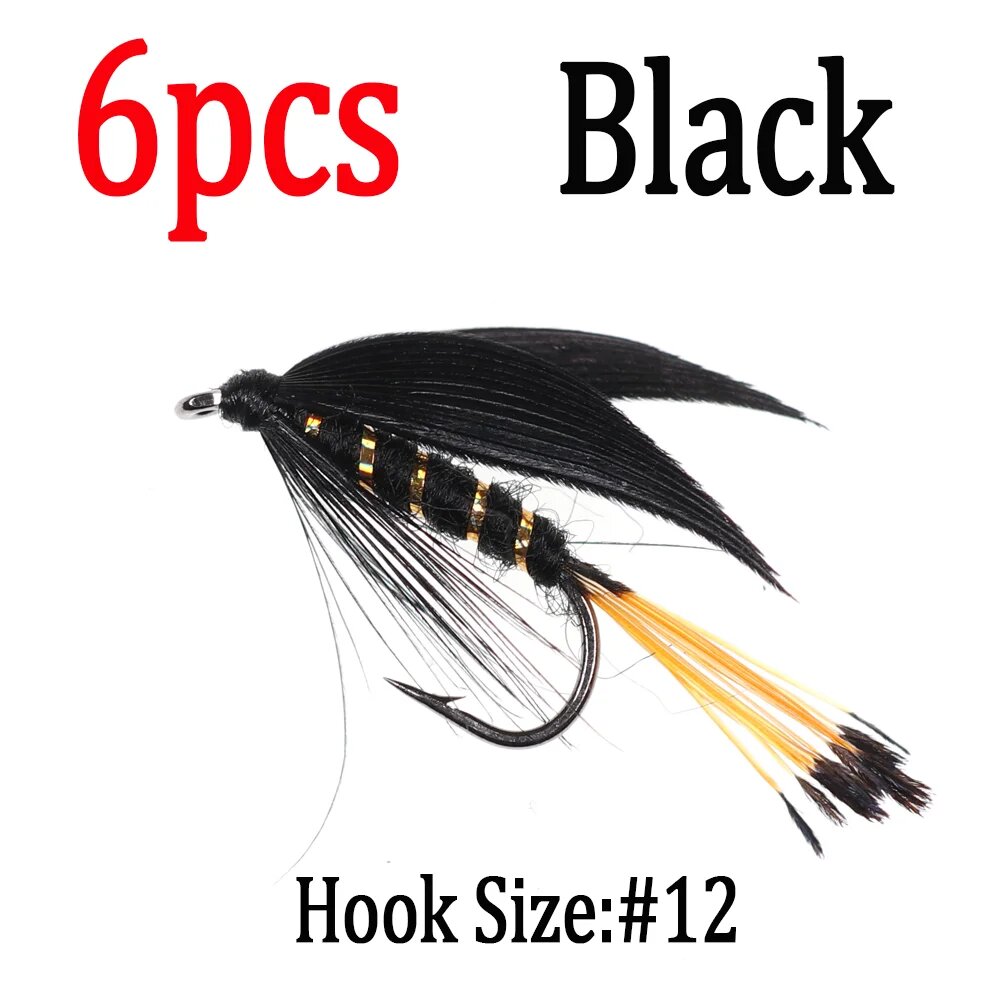 Vampfly Мушки для нахлыста 6 шт. Черный, 6pcs Black