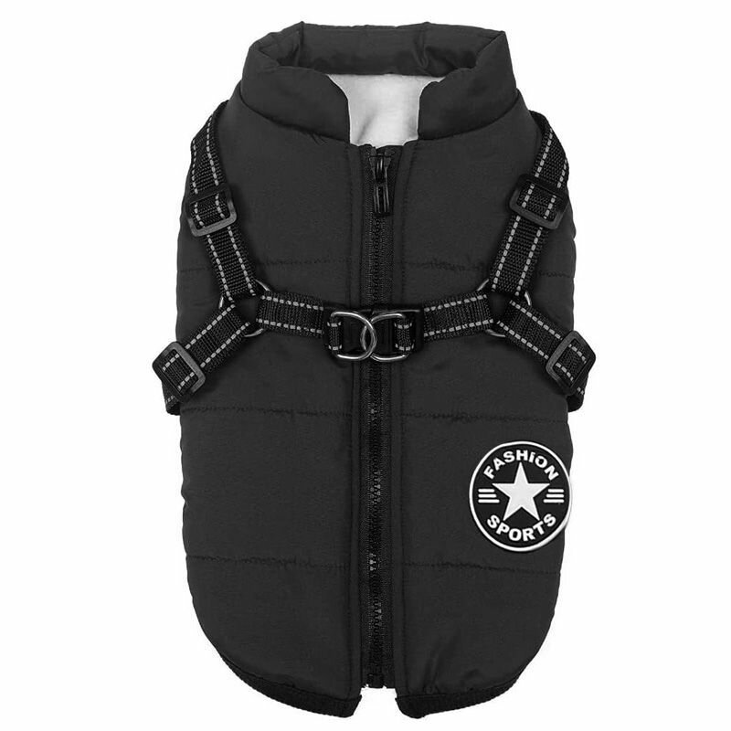 Одежда для животных, Зимняя куртка для собак, водонепроницаемая теплая, Пальто для собак со встроенной упряжью