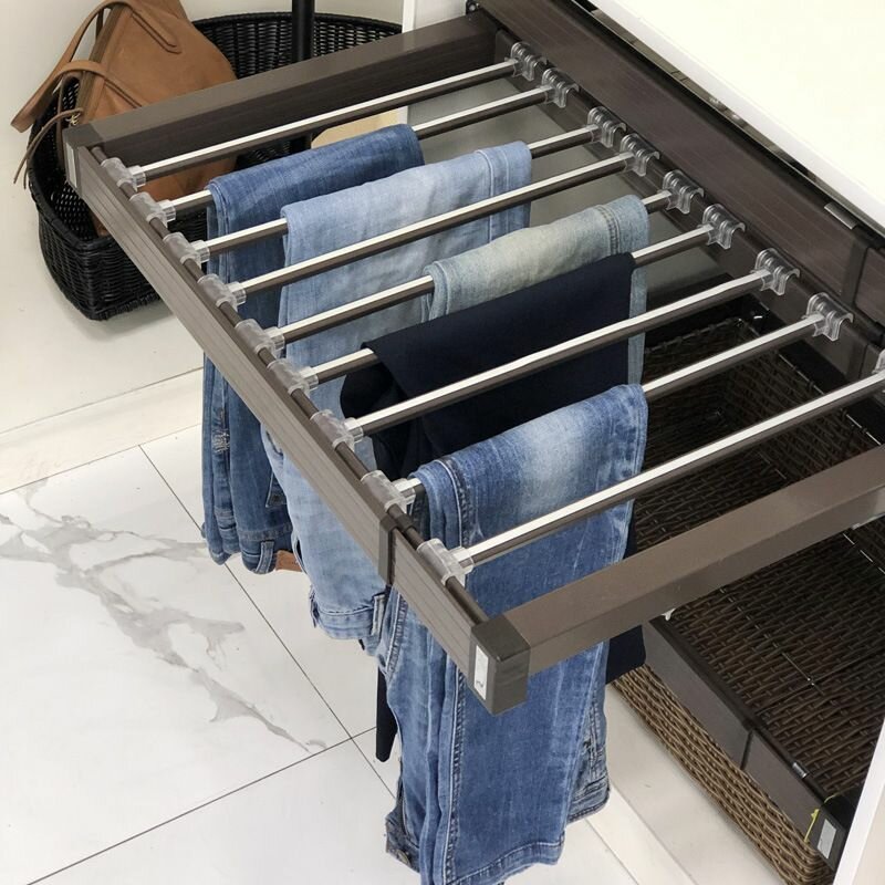 Выдвижная брючница наборного типа в шкаф-купе/гардеробную, (600-850)*464* 80mm (ШхГхВ), коричневый