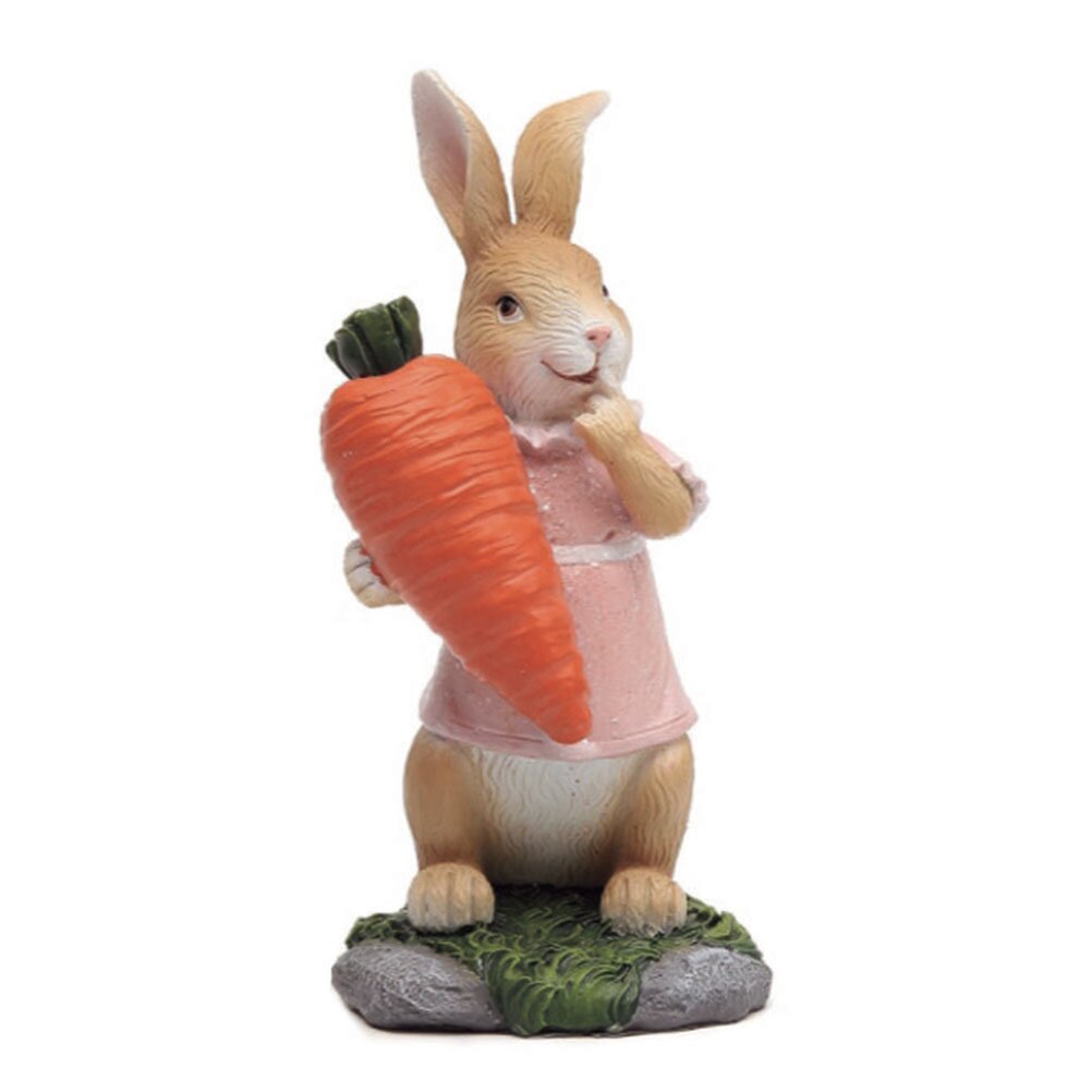 Фигурки пасхальных кроликов с морковкой. Милая статуэтка кролика из смолы. Изделия из смолы. Украшения. Пасхальные подарки для детей.