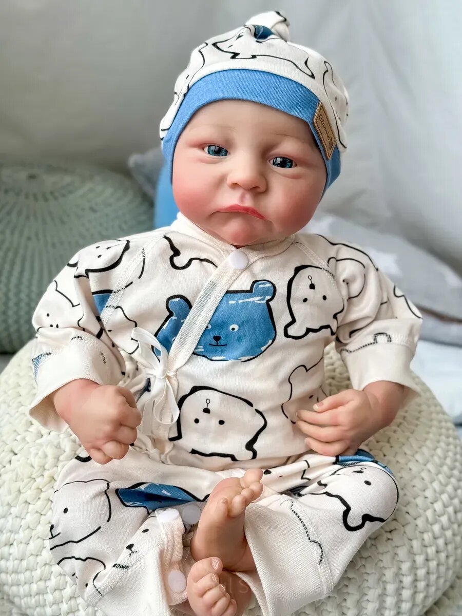 Кукла reborn мальчик 49 см пупс мягконабивной