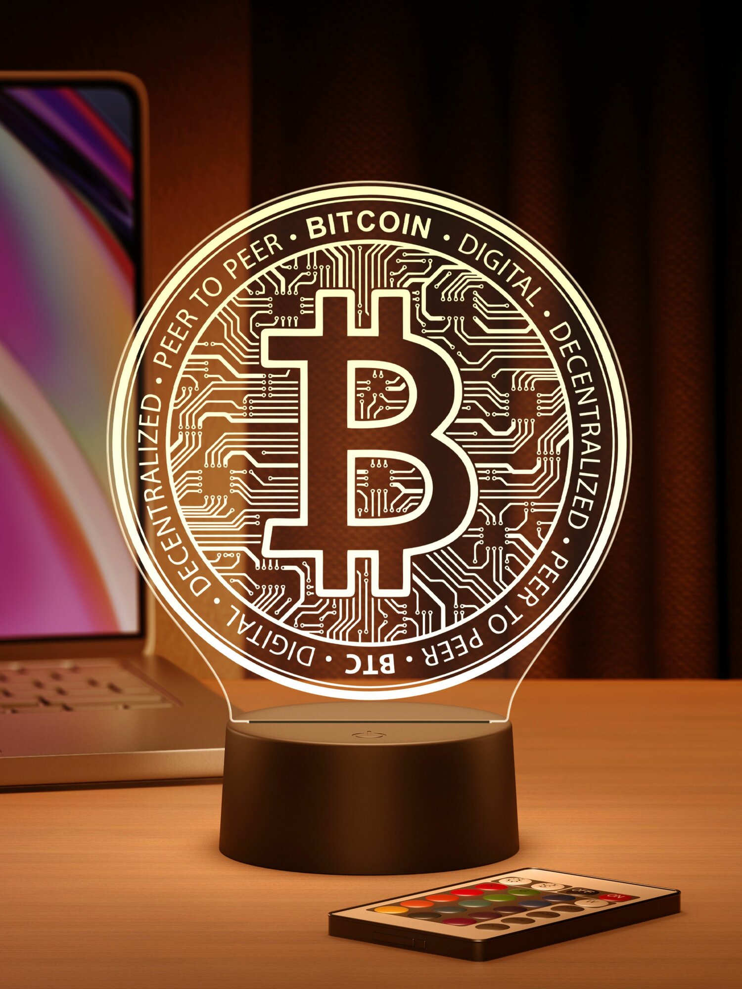 Ночник Криптовалюта Биткоин - Bitcoin, Идеальный подарок для создания атмосферы