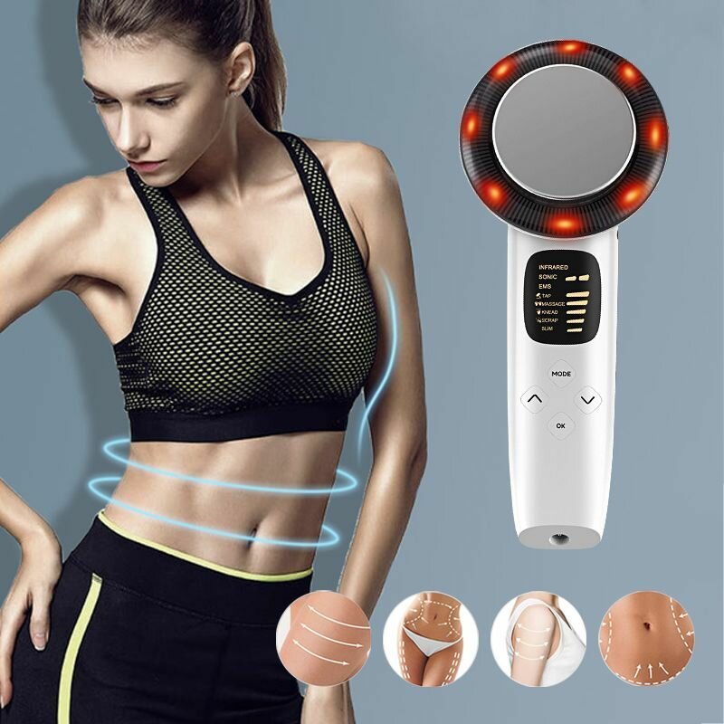 Косметологический аппарат для коррекции фигуры 3 в 1: Ультразвук-кавитация, EMS массаж и инфракрасный свет для похудения и от целлюлита.