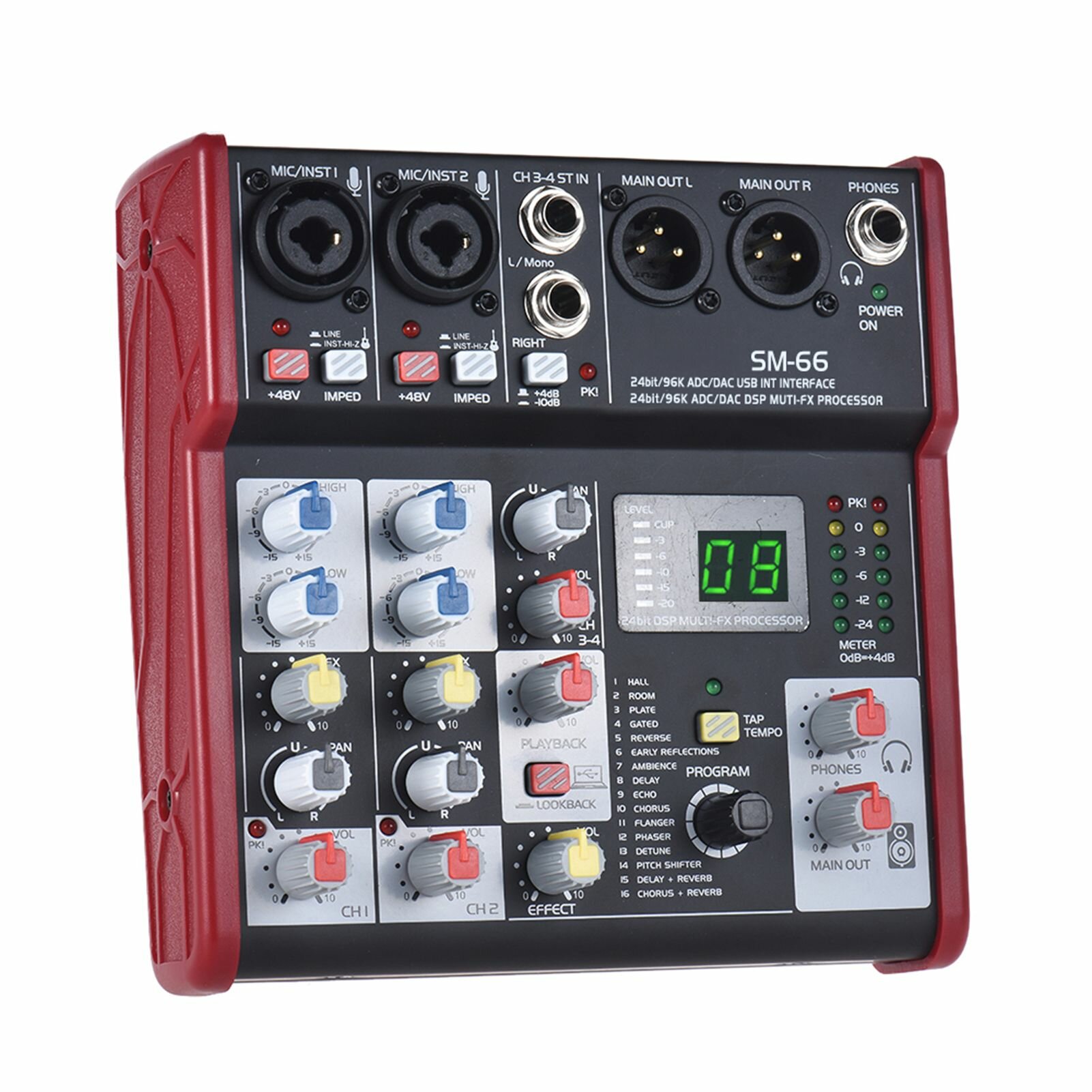 Muslady SM-66 Портативная 4-канальная микшерная консоль со звуковой картой